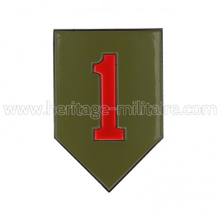 Metal logo with sticker "1st Infantry Division"