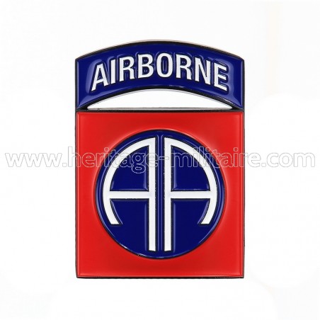 Metal logo with sticker "82nd Airborne Division"