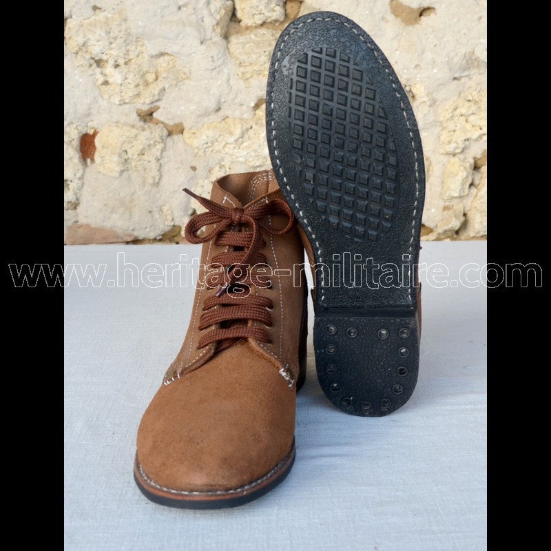 Brodequin infanterie US WWII aspect cuir foncé